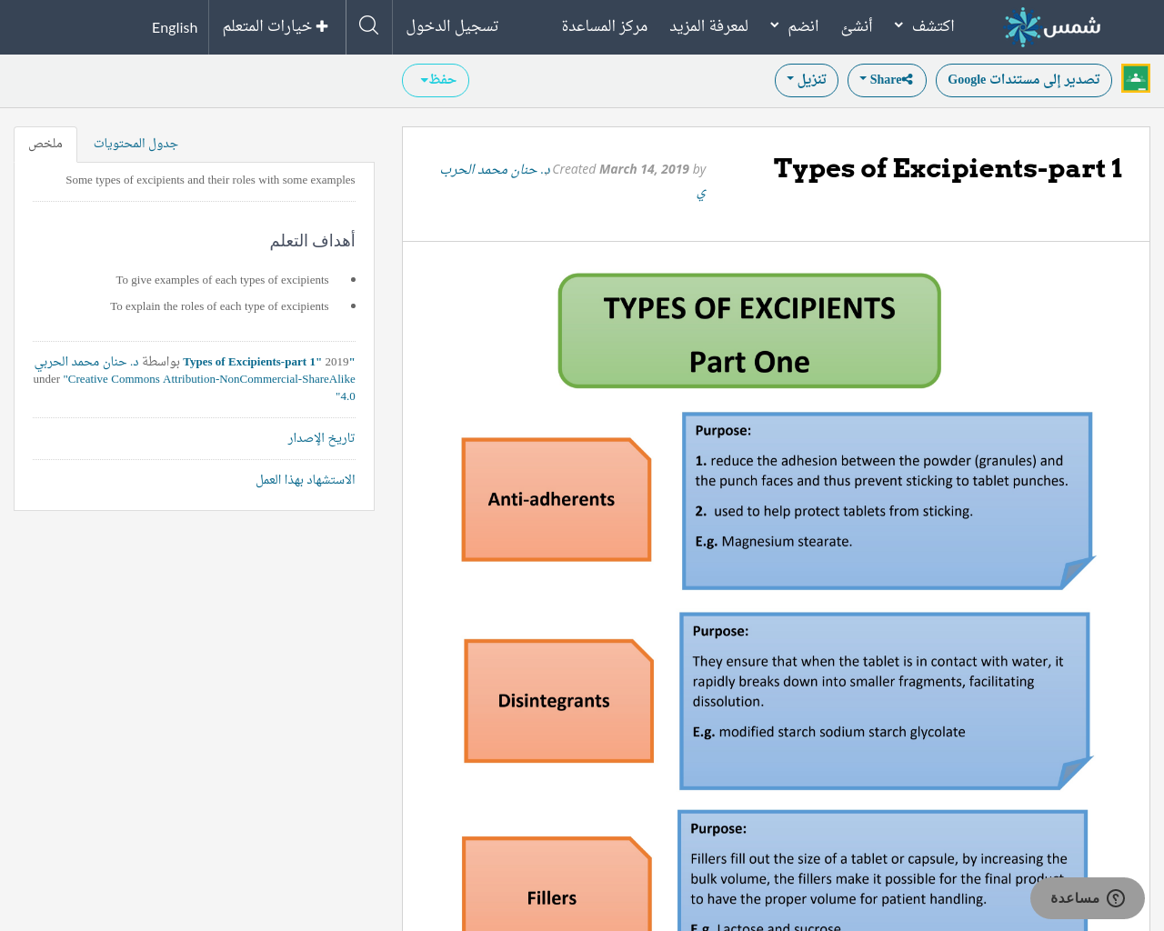 Types Of Excipients part 1 SHMS Saudi OER Network types-of-excipients-part-1-shms-saudi-oer-network